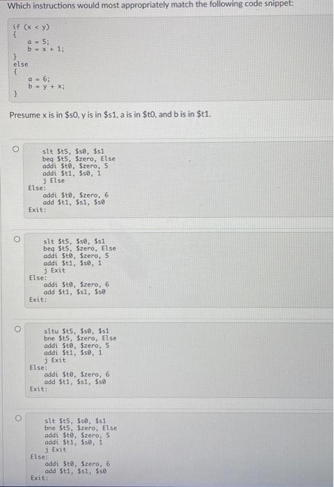 Solved Which instructions would most appropriately match the | Chegg.com