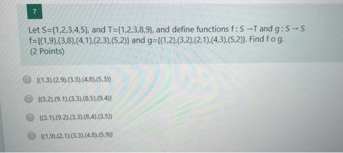 Solved 7 Let S={1,2,3,4,5), and T={1,2,3,8,9), and define | Chegg.com