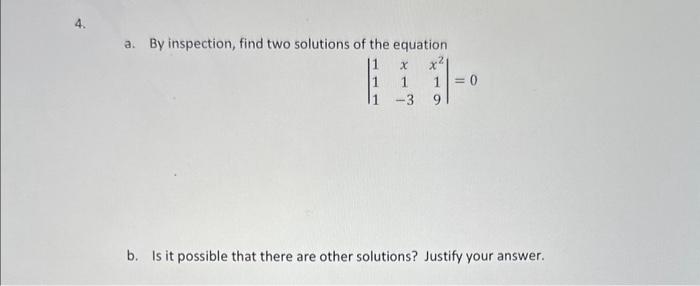 Solved a. By inspection, find two solutions of the equation | Chegg.com