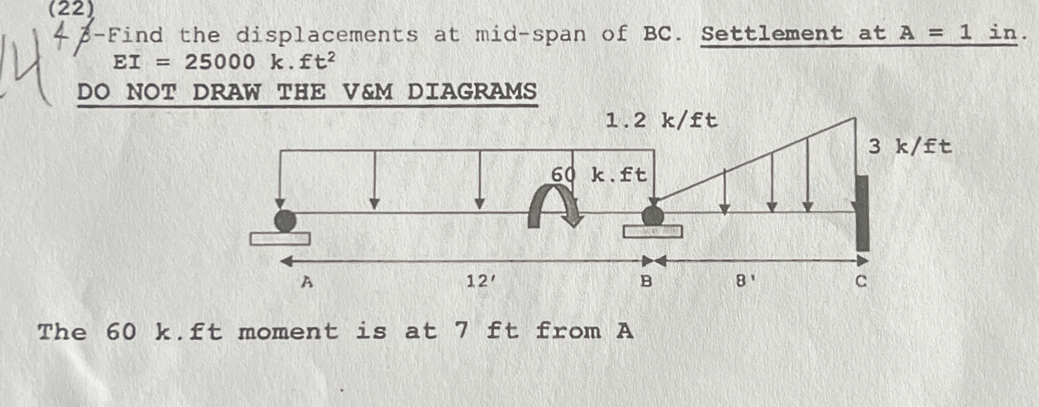 Solved (22)4 -Find the displacements at mid-span of BC. | Chegg.com