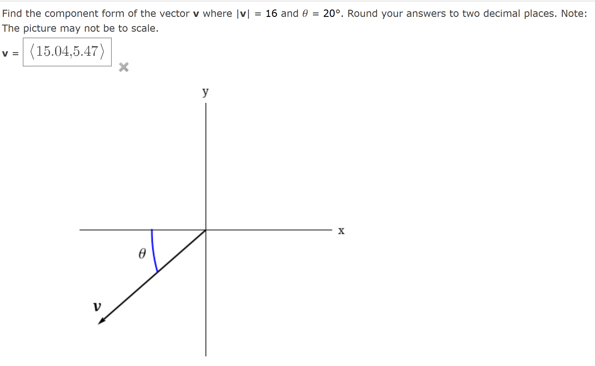 Solved Find the component form of the vector v ﻿where |v|=16 | Chegg.com