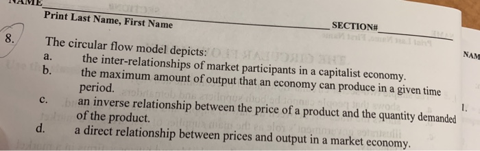 Solved NAME Print Last Name, First Name SECTION# a. The | Chegg.com