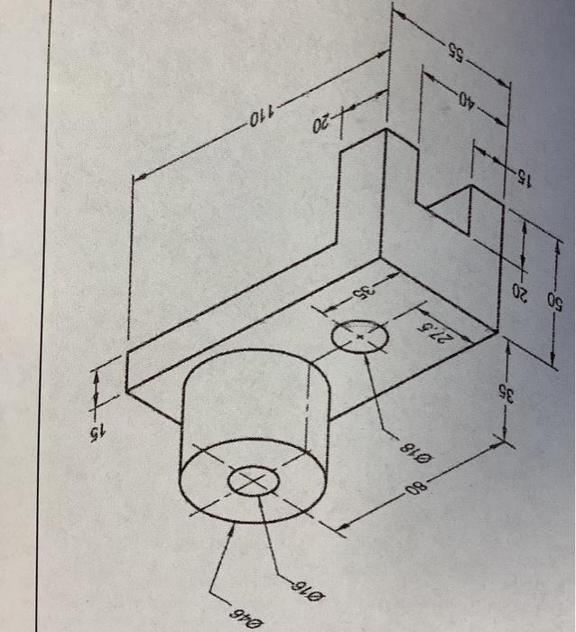 Solved For the object shown draw the three primary views | Chegg.com