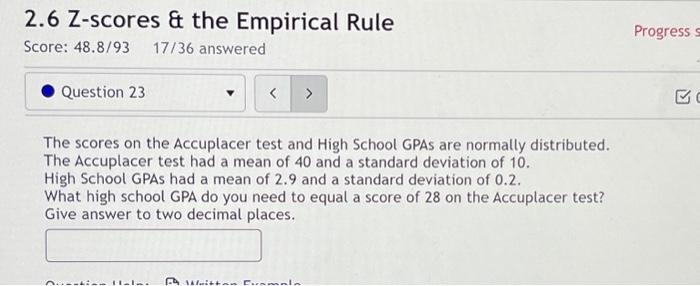 Solved 2.6 Z-scores \& the Empirical Rule Score: | Chegg.com