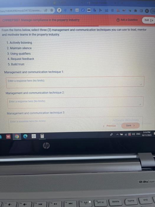Solved From the ltems below, select three ( 3 ) management | Chegg.com