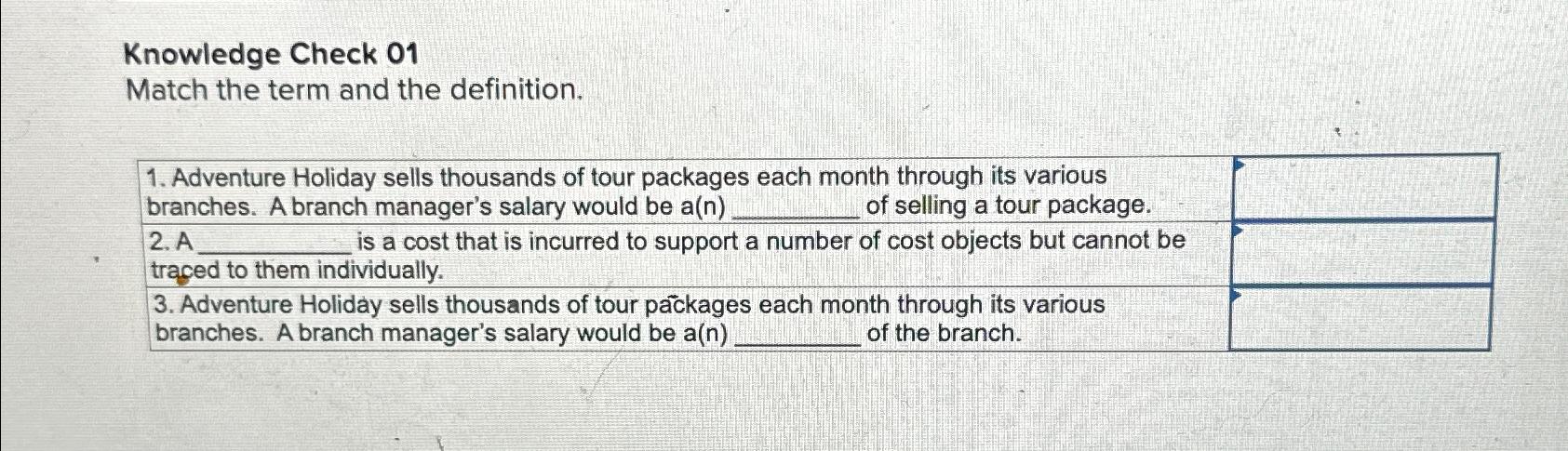 Solved Knowledge Check 01Match the term and the | Chegg.com