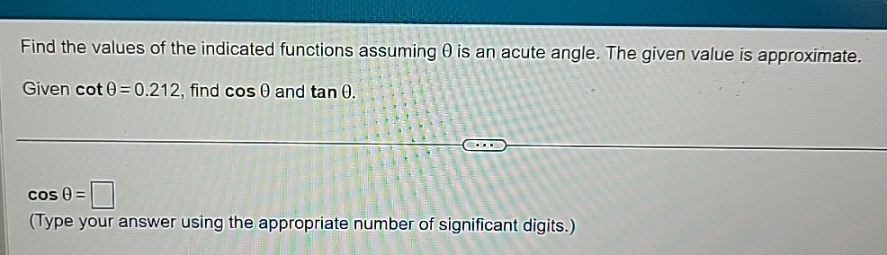 Solved Find the values of the indicated functions assuming θ | Chegg.com