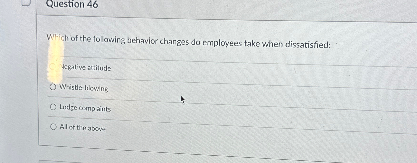 Solved Question 46Which of the following behavior changes do | Chegg.com