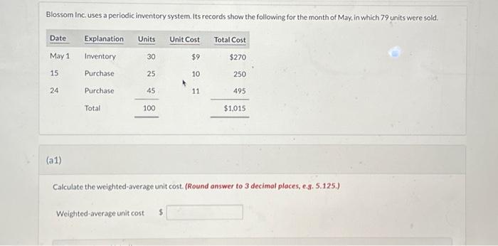 Solved Blossom Inc. uses a periodic inventory system. Its | Chegg.com