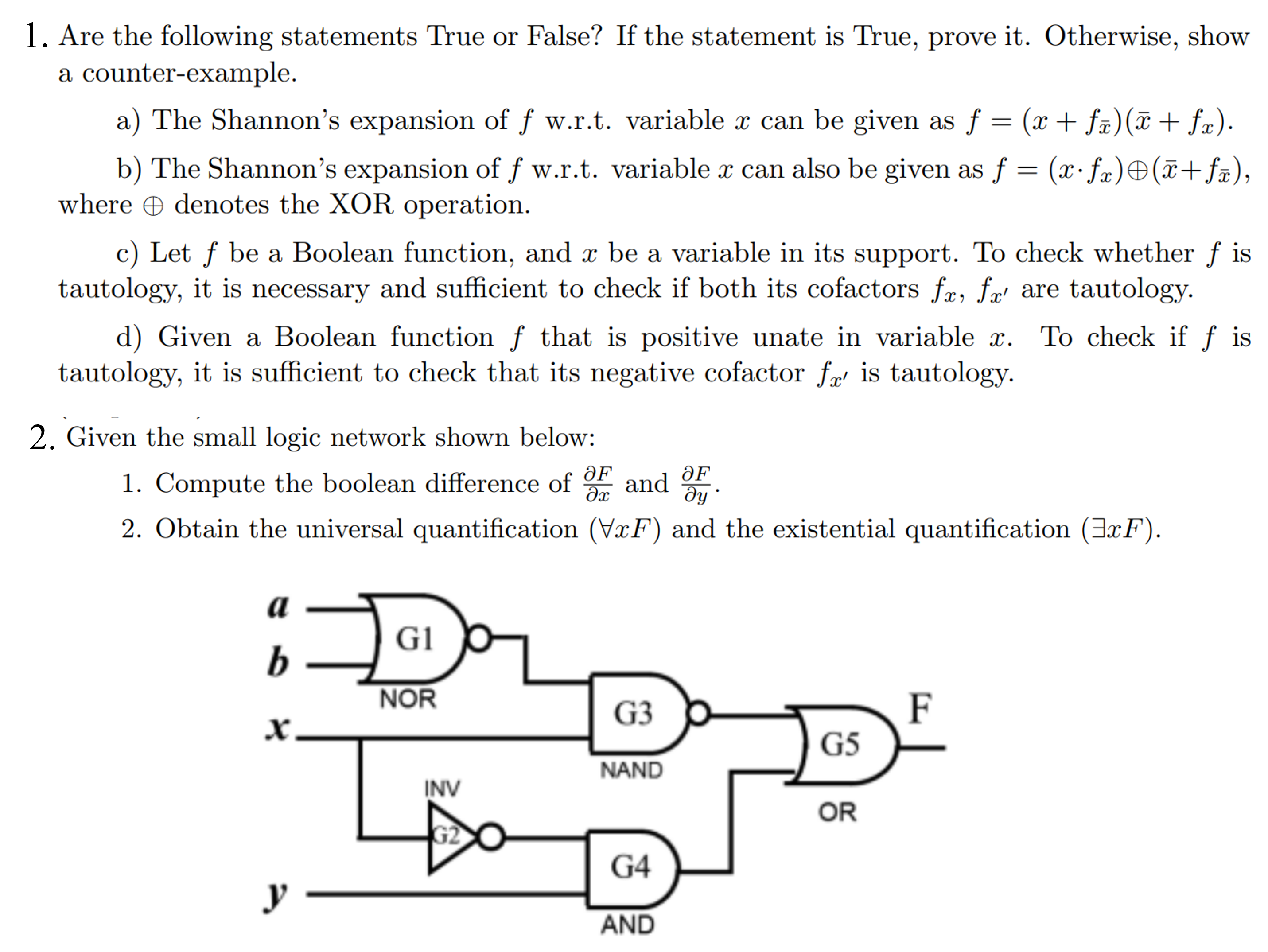 Given the small logic network shown below:Compute the | Chegg.com