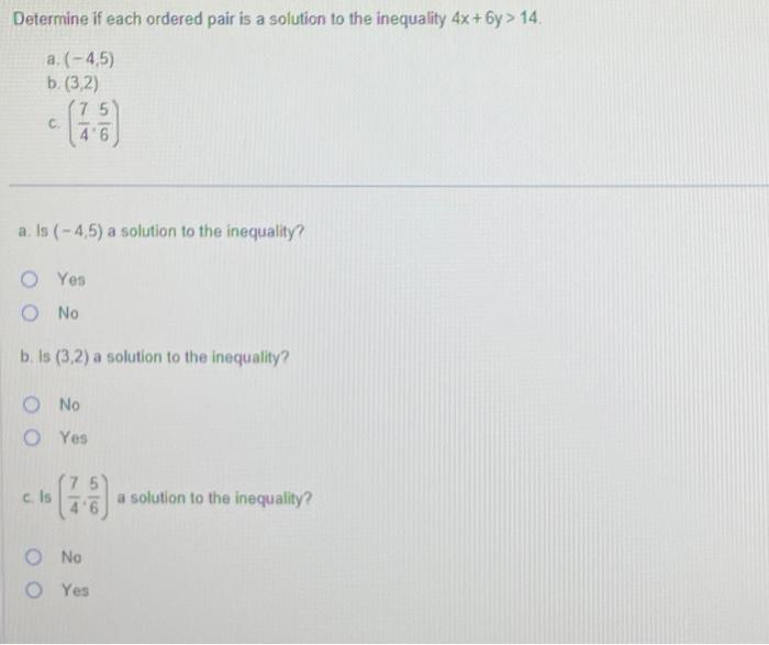 Solved Determine If Each Ordered Pair Is A Solution To The