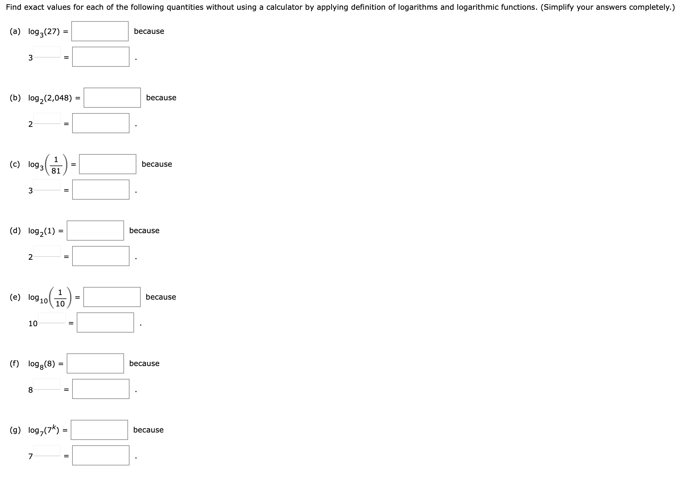 Solved Find exact values for each of ﻿the following | Chegg.com