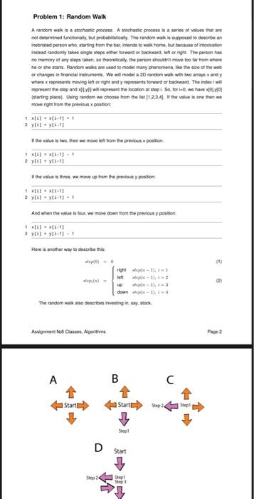 Solved Problem 1: Random Walk A random walk is a stochastic | Chegg.com
