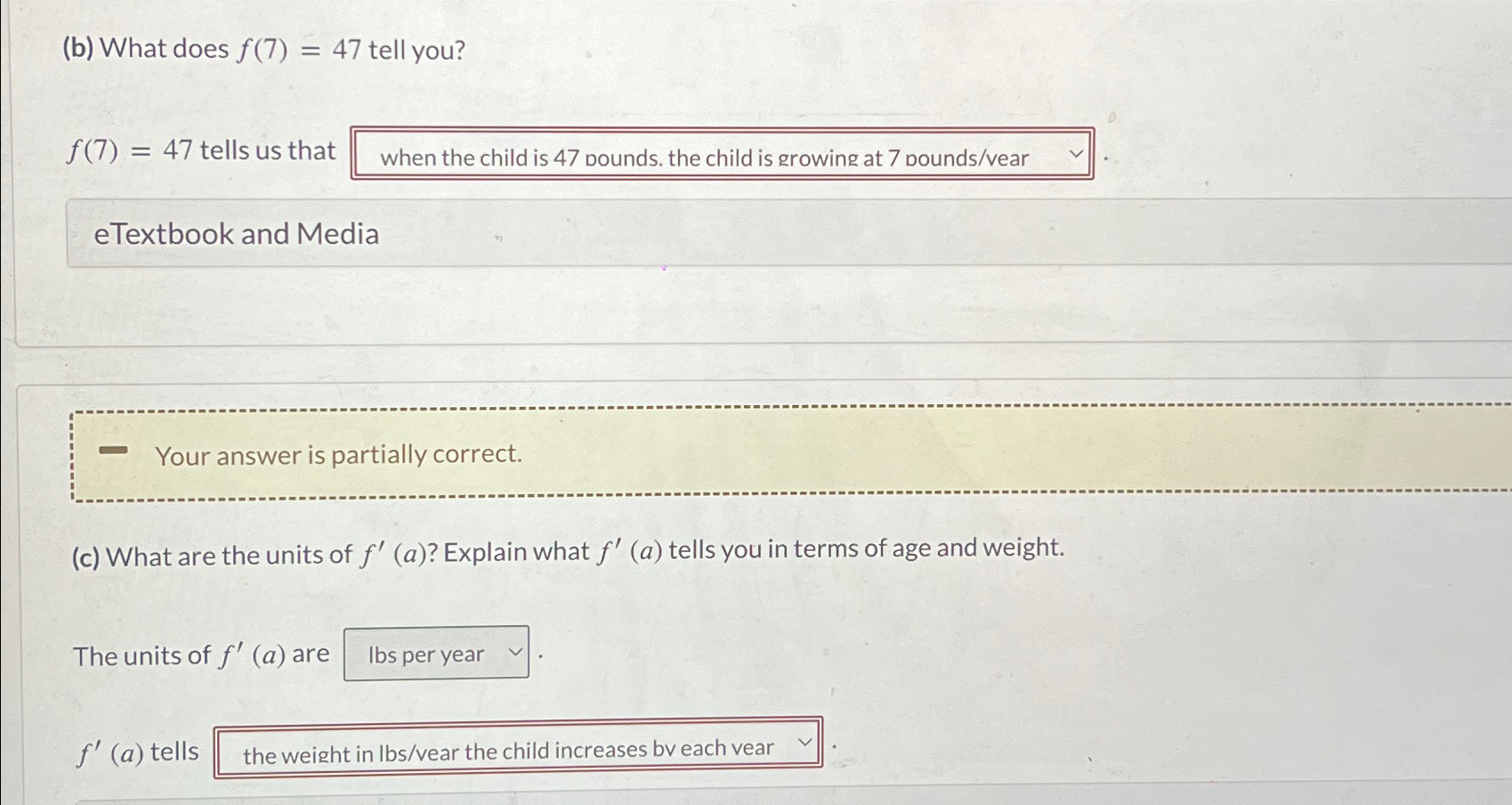 Solved (b) ﻿What does f(7)=47 ﻿tell you?f(7)=47 ﻿tells us | Chegg.com
