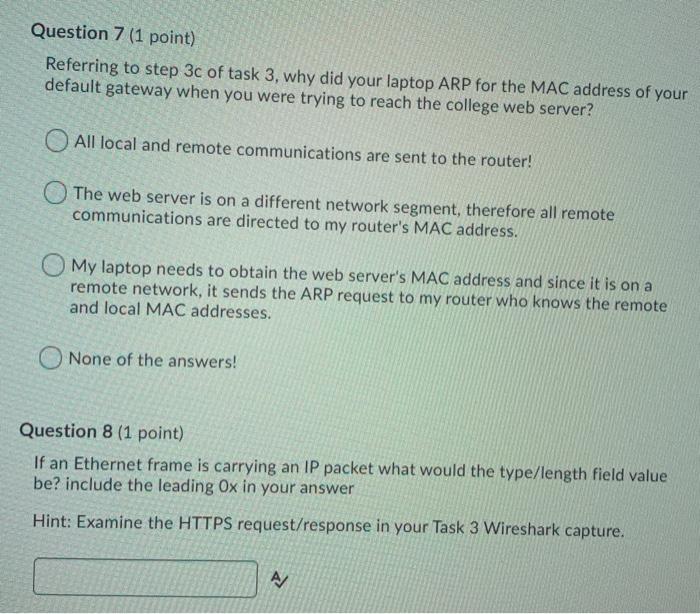 Solved Question 2 (1 point) What is the MAC address used for | Chegg.com