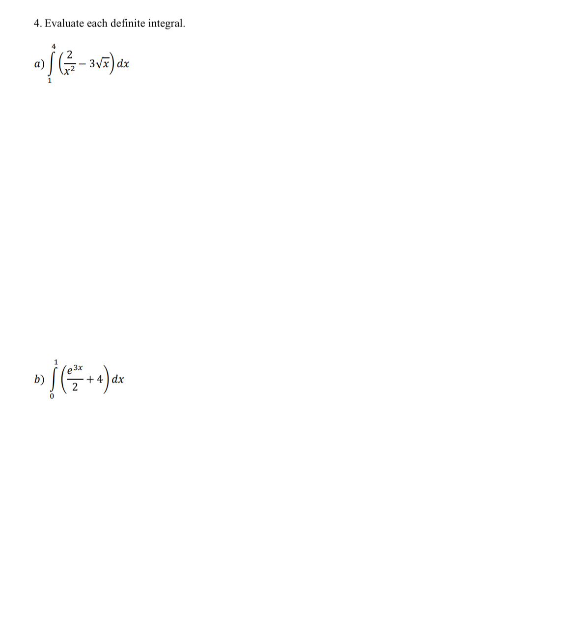 Solved Evaluate each definite | Chegg.com