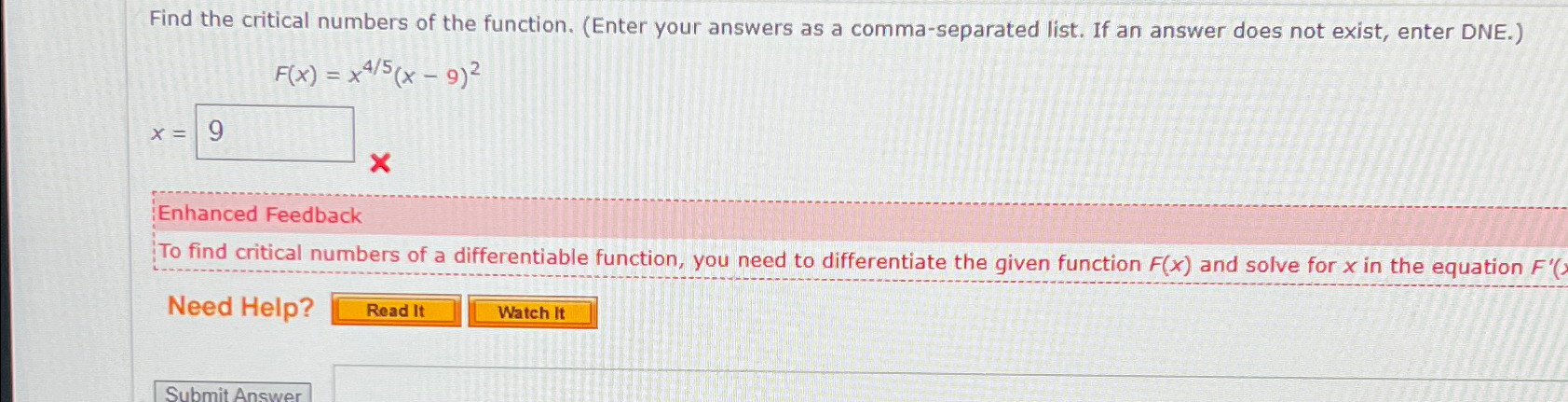 Solved Find The Critical Numbers Of The Function Enter