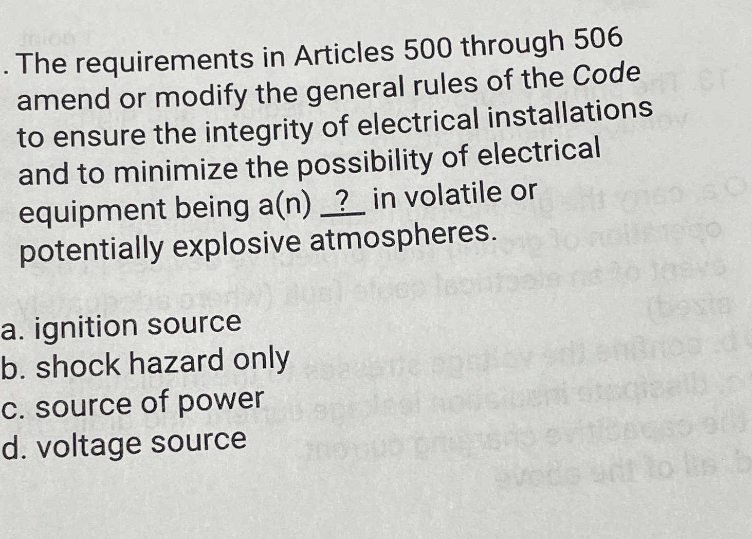 Solved The requirements in Articles 500 ﻿through 506 ﻿amend | Chegg.com
