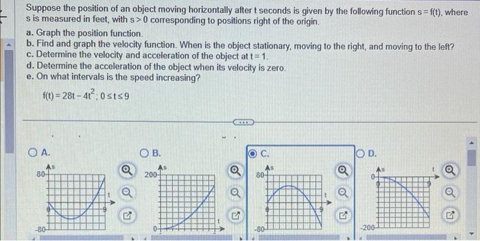 Solved Suppose the position of an object moving horizontally | Chegg.com