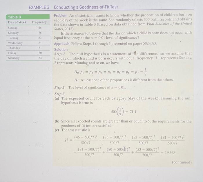 Solved EXAMPLE 3 Conducting a Goodness-of-Fit Test Problem | Chegg.com
