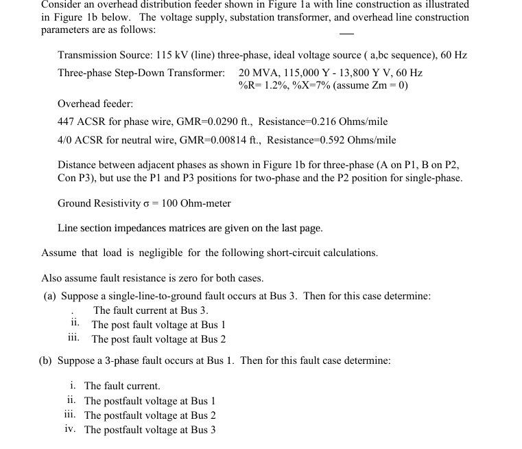 Consider an ﻿overhead distribution feeder shown in | Chegg.com