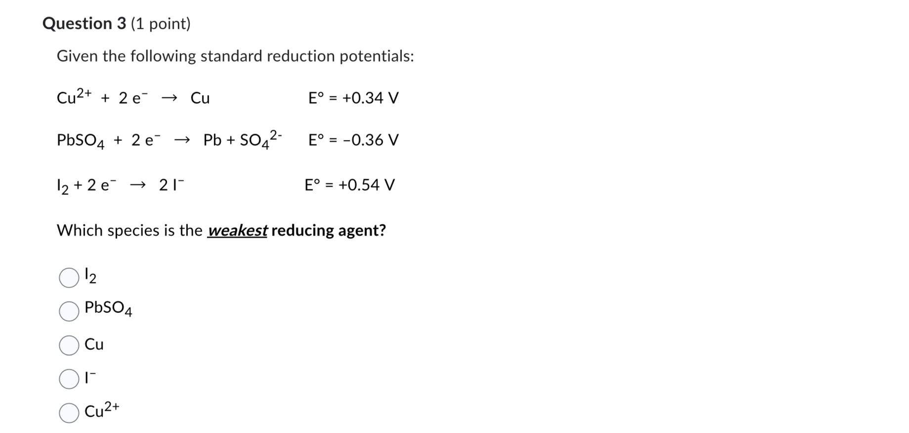 Solved Question 3 (1 point)Given the following standard | Chegg.com Solved Question 3 (1 point)Given the following standard | Chegg.com