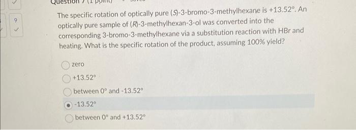 Solved The specific rotation of optically pure | Chegg.com