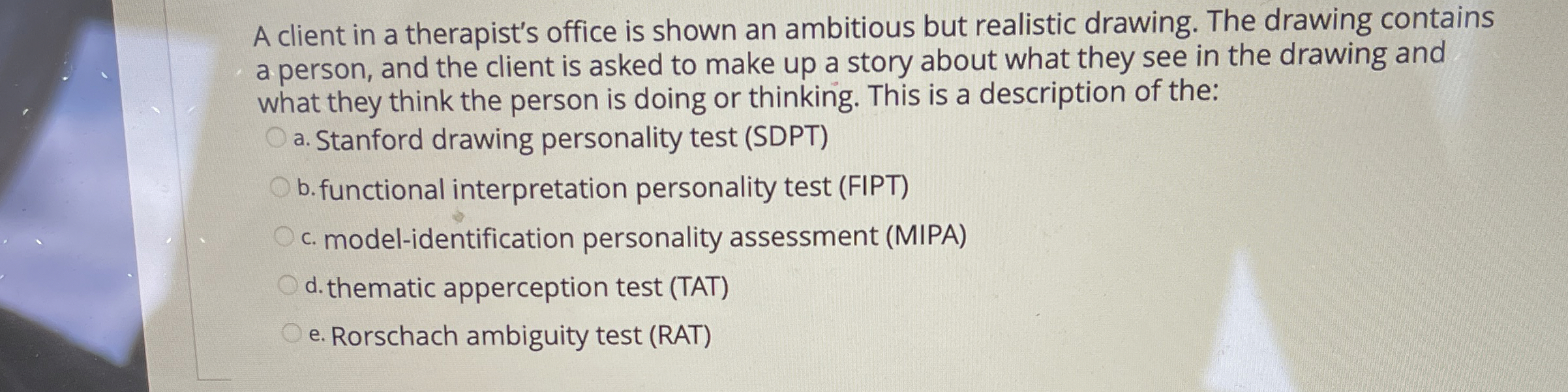 Solved A client in a therapist's office is shown an | Chegg.com