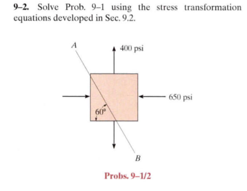 Solved 9-2. ﻿Solve Prob. 9-1 ﻿using the stress | Chegg.com