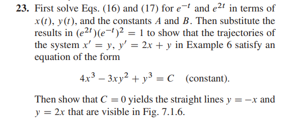 Solved First solve Eqs. (16) ﻿and (17) ﻿for e-t ﻿and e2t ﻿in | Chegg.com