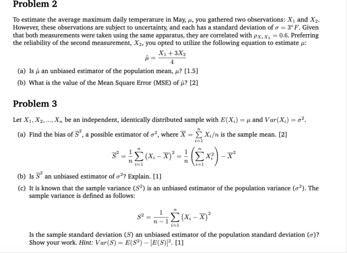 Solved Problem 2To estimate the average maximum daily | Chegg.com