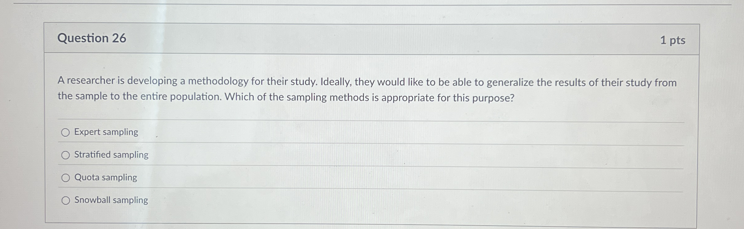 Solved Question 261 ﻿ptsA researcher is developing a | Chegg.com