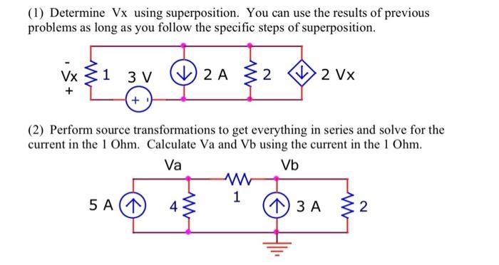 Solved (1) Determine Vx using superposition. You can use the | Chegg.com