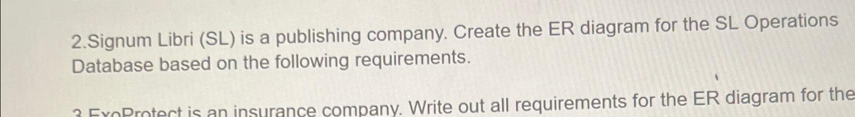 Solved 2.Signum Libri (SL) ﻿is a publishing company. Create | Chegg.com