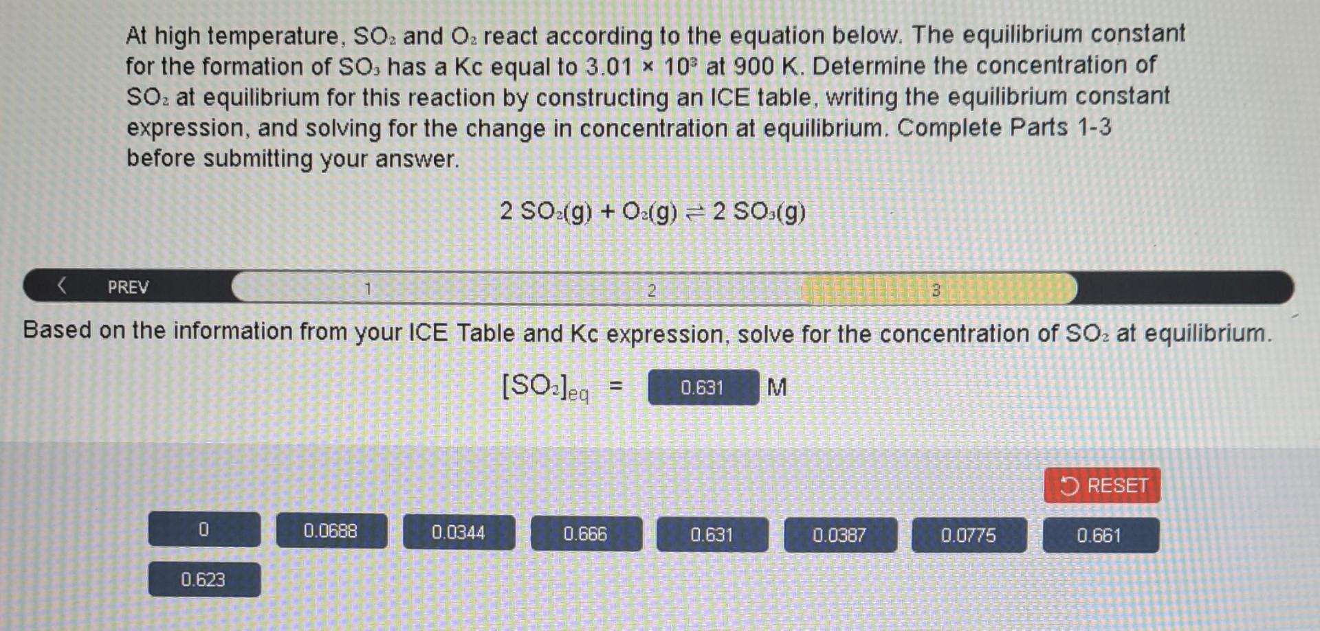 Solved At high temperature, SO2 and O2 react according to | Chegg.com
