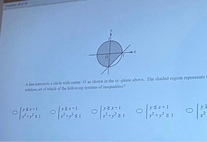 Solved A line intersects a circle with center O as shown in | Chegg.com