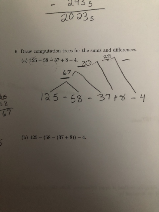 Solved - 2435 2023s 6. Draw computation trees for the sums | Chegg.com