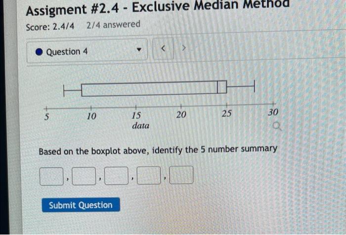 Solved Assigment #2.4 - Exclusive Median Metnod Score: | Chegg.com