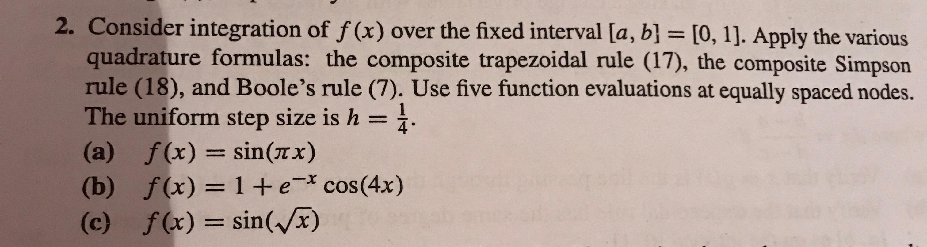 Consider integration of f(x) ﻿over the fixed interval | Chegg.com