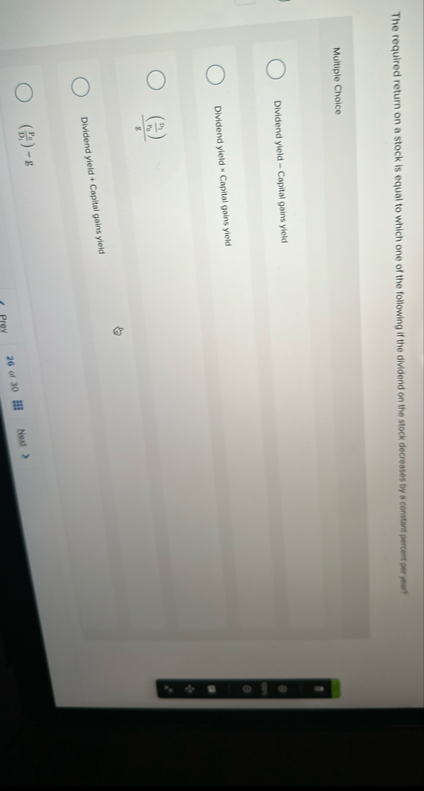 Solved The required return on a stock is equal to which one | Chegg.com