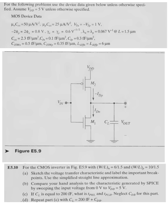 Solved For the following problems use the device data given | Chegg.com