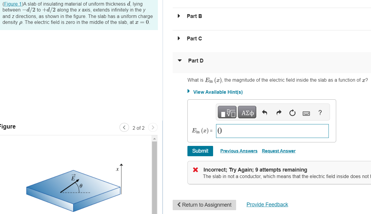 Solved (Figure 1)A slab of insulating material of uniform | Chegg.com