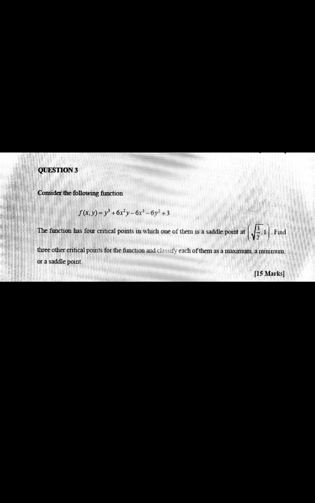 Solved Question 3 Consider The Following Function Fxyy³ 
