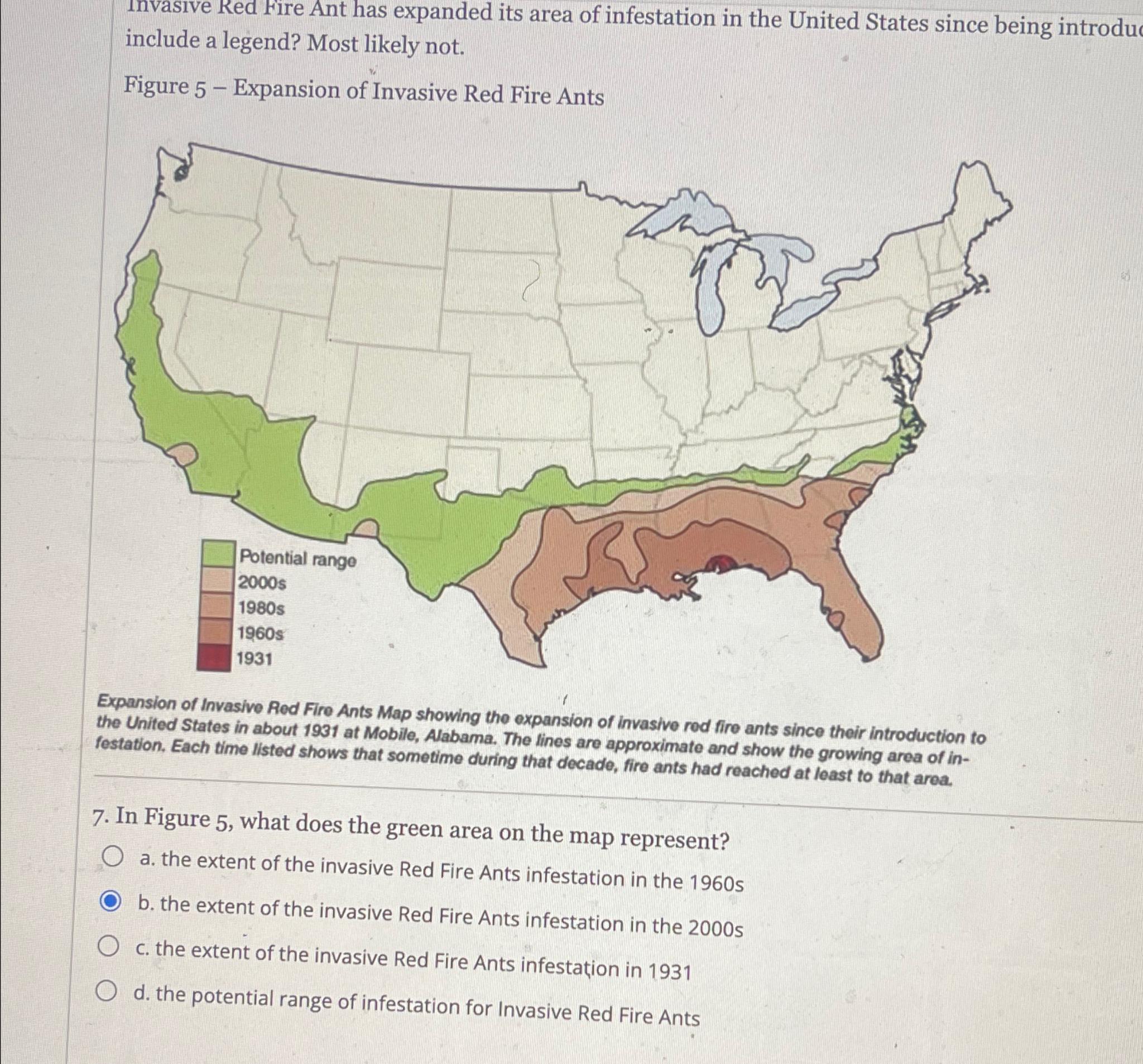Solved Invasive Red Fire Ant has expanded its area of | Chegg.com
