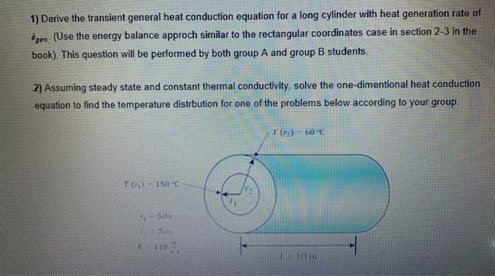 Solved 1) Derive the transient general heat conduction | Chegg.com