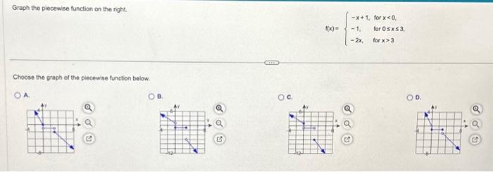 Solved Graph the piecewise function on the right. Choose the | Chegg.com