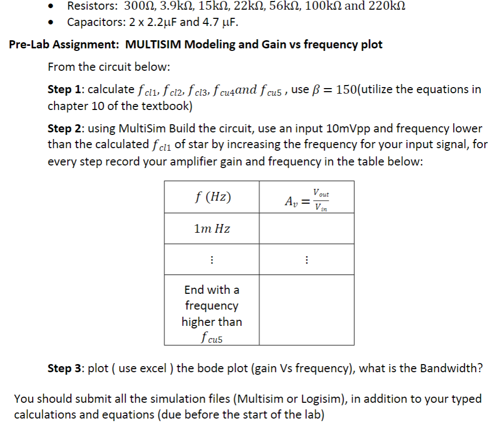 - Resistors: 300Ω,3.9kΩ,15kΩ,22kΩ,56kΩ,100kΩ and | Chegg.com