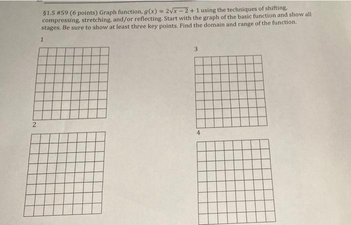Solved $1.5 #59 (6 points) Graph function, g(x) = 2/x - 2 + | Chegg.com