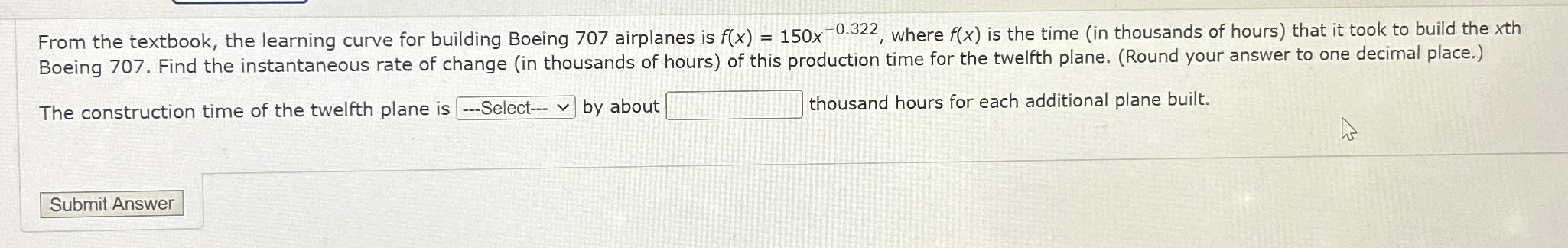 Solved From the textbook, the learning curve for building | Chegg.com