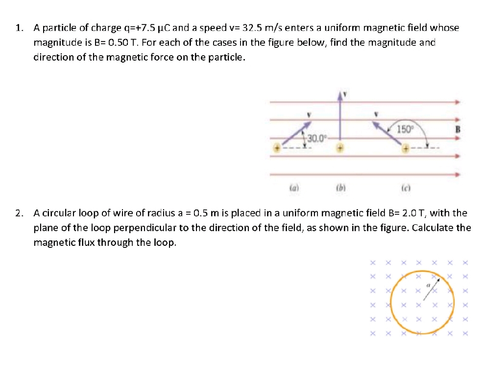 Solved A particle of charge q=+7.5μC ﻿and a speed v=32.5ms | Chegg.com